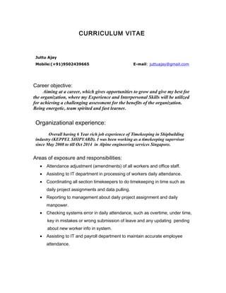 CURRICULUM VITAE(ajay)(1) | DOC | Career Planning | Careers