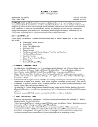 Randall Roland Resume | PDF | Defense Industry | Industries