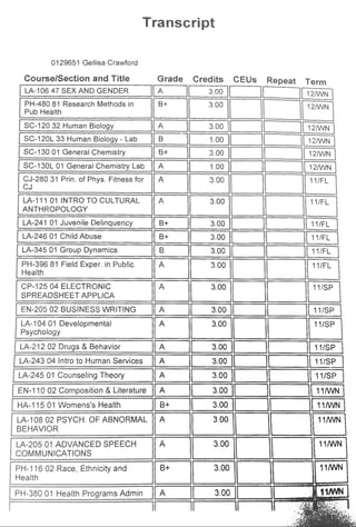 Monroe college Transcript page #0 | PDF