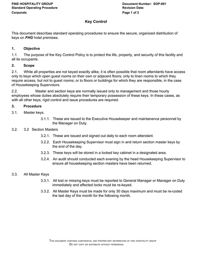 SOP-KeyControl | PDF | Hotel Properties | Real Estate