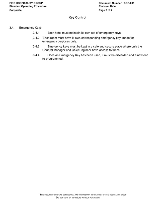 SOP-KeyControl | PDF | Hotel Properties | Real Estate