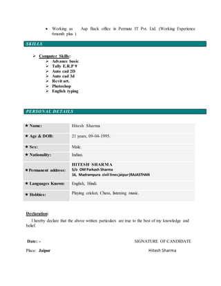 c v hitesh | DOCX | Education