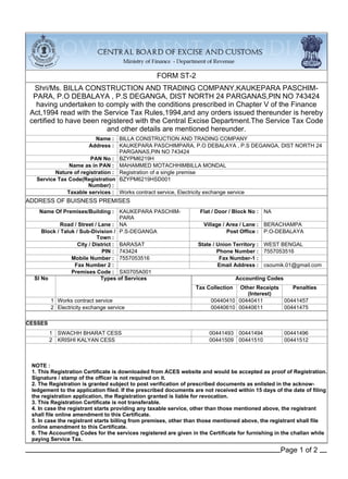 SERVICE TAX ST-2 | PDF