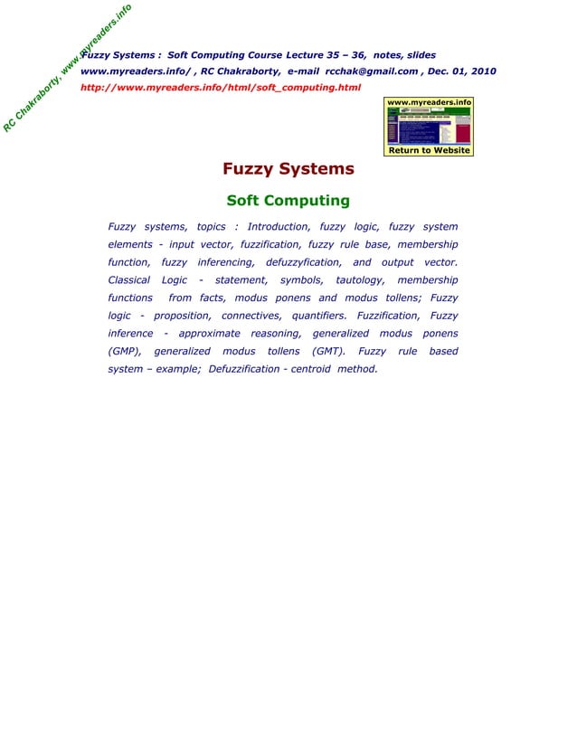 Fuzzy Systems by using fuzzy set (Soft Computing) | PDF