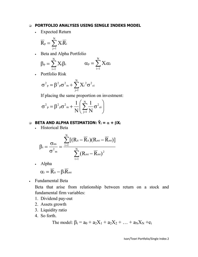 Model Indeks Tunggal | PDF