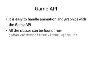 MIDP: Game API | PPT