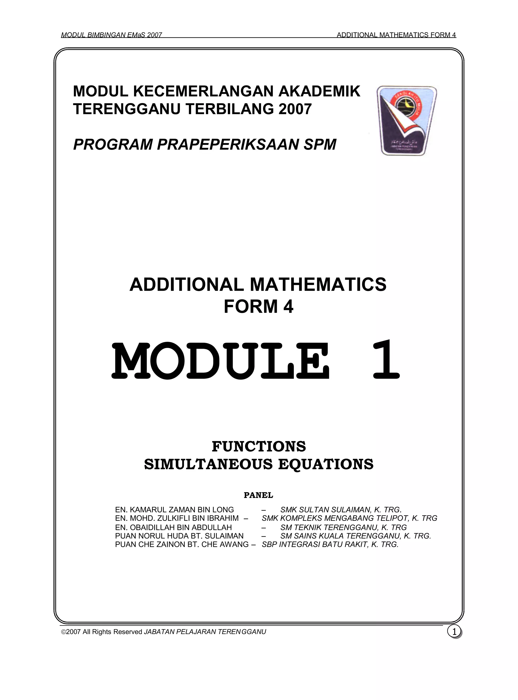 modul 1 add maths 07 | PDF | Physics | Science