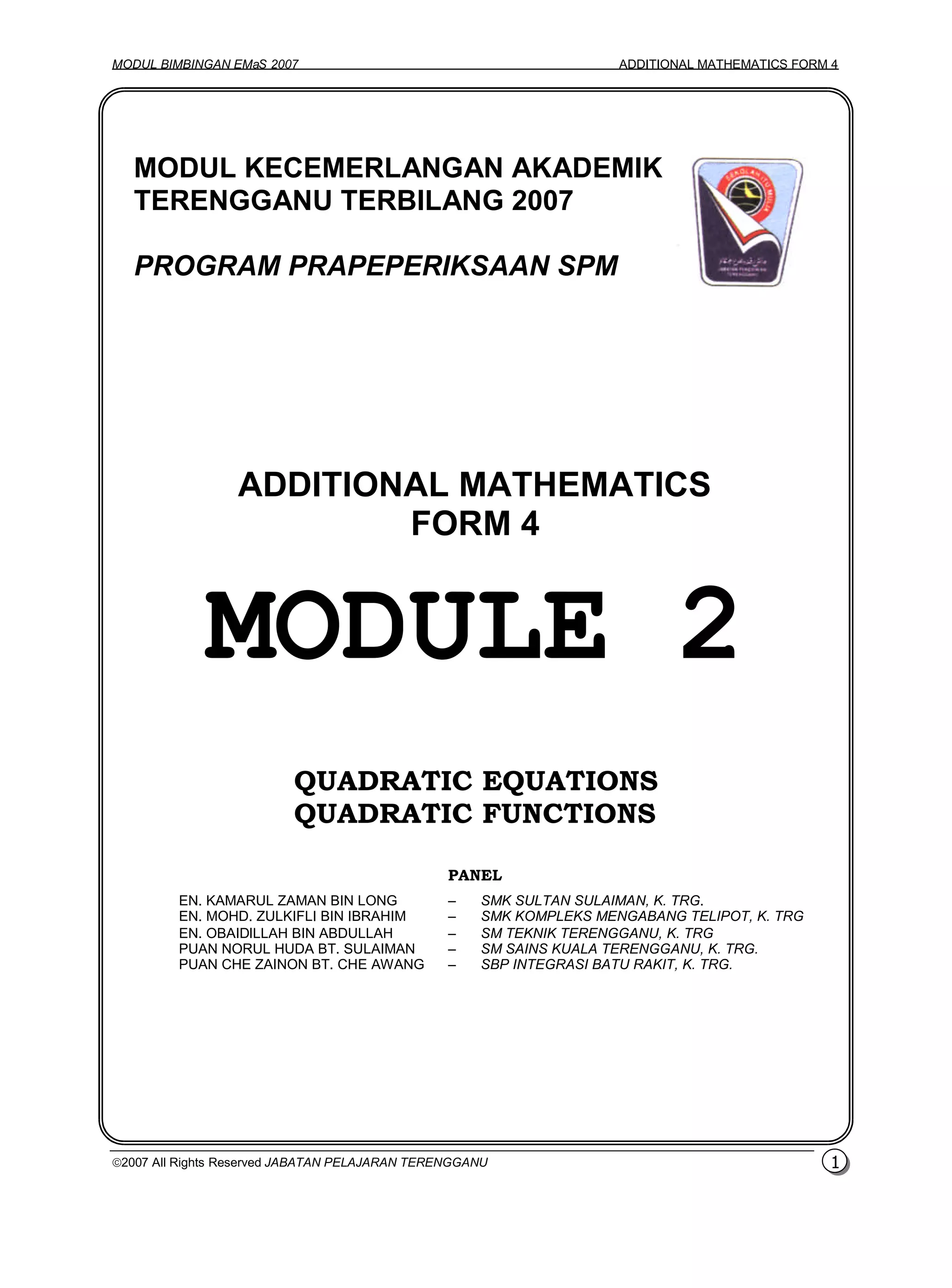 modul 2 add maths 07 | PDF