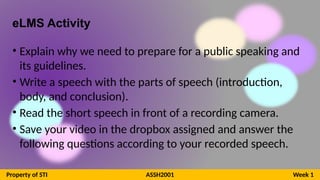 Types of speech and preparations for public speaking | PPSX