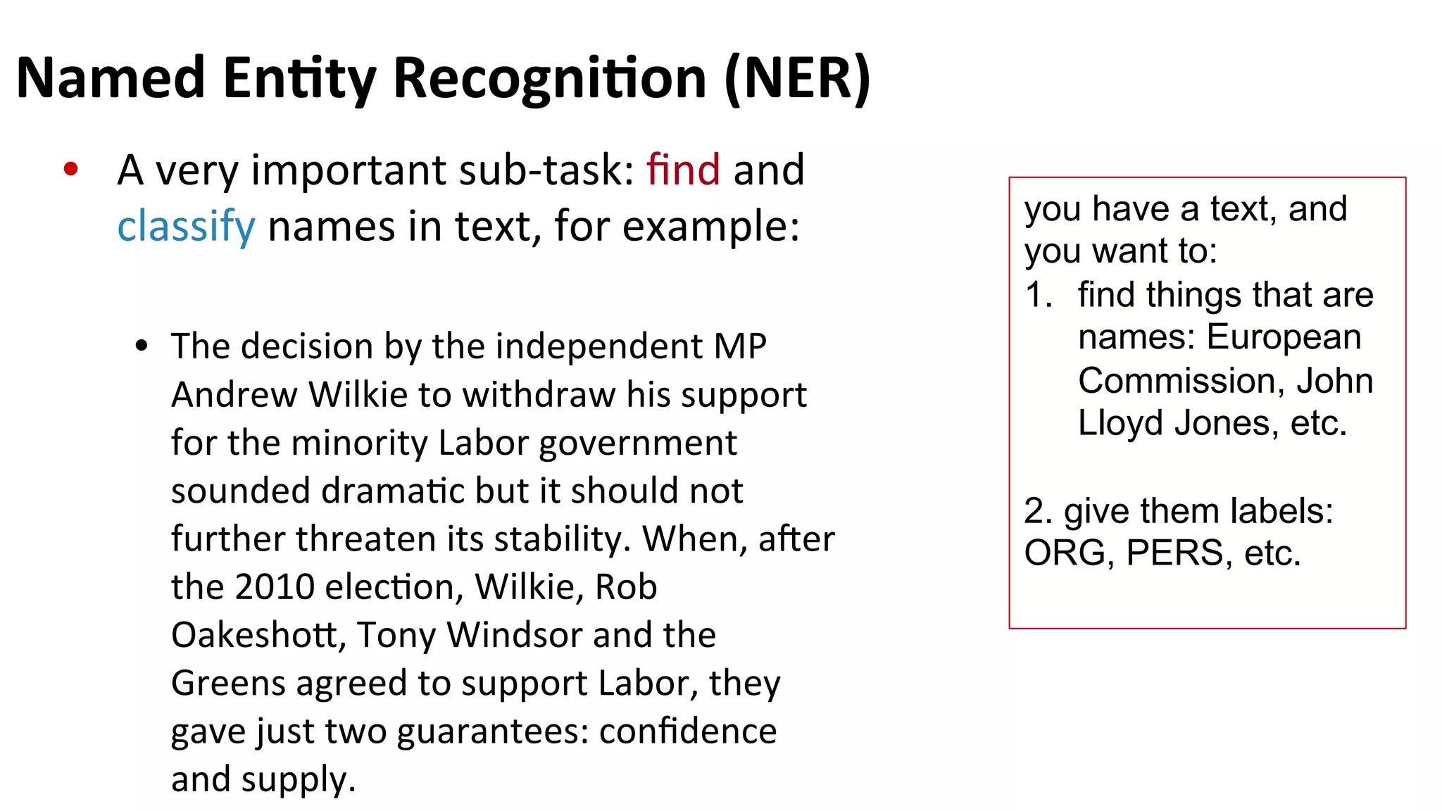 IE: Named Entity Recognition (NER) | PDF