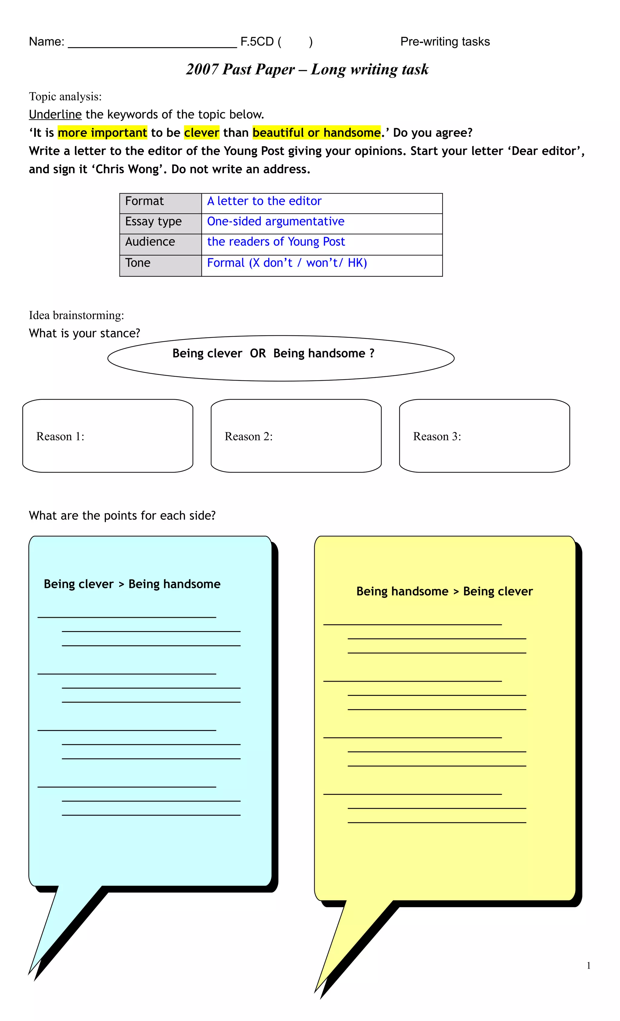07 long writing pre writing | DOC