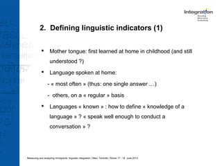 M. Termote - Measuring and analyzing immigrants’ linguistic integration ...