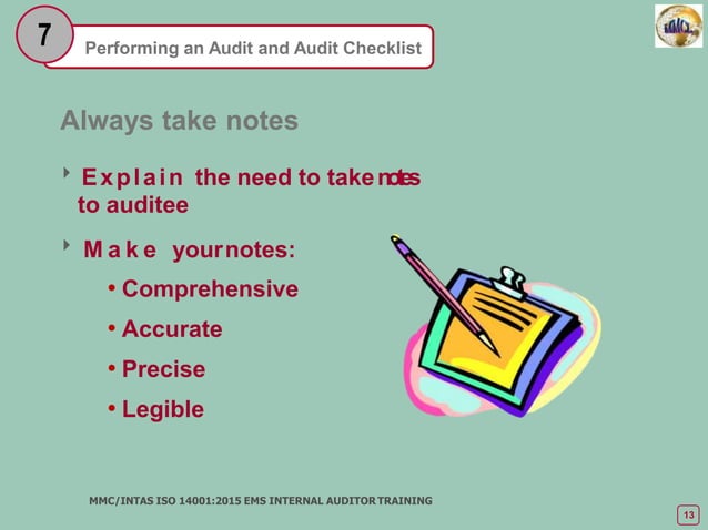 Performing an Audit (gathering objective evidence) & Audit Checklist ...