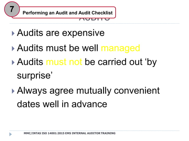 Performing an Audit (gathering objective evidence) & Audit Checklist ...