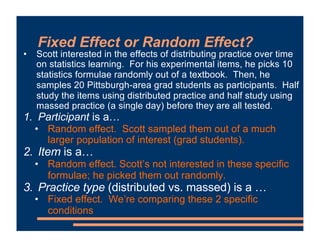 Mixed Effects Models - Random Intercepts | PDF