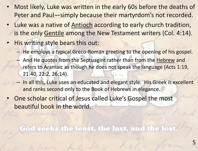 Session 07 New Testament Overview - Gospel of Luke | PPTX ...