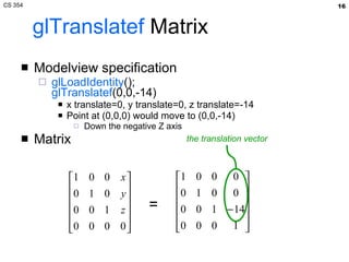 CS 354 Object Viewing and Representation | PPT | 3-D Graphics | Computer Software and Applications