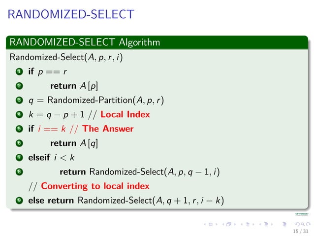 07 Analysis of Algorithms: Order Statistics | PDF