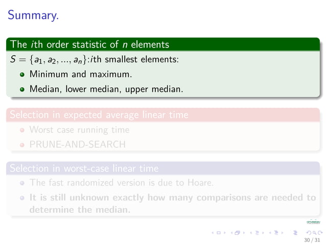07 Analysis of Algorithms: Order Statistics | PDF