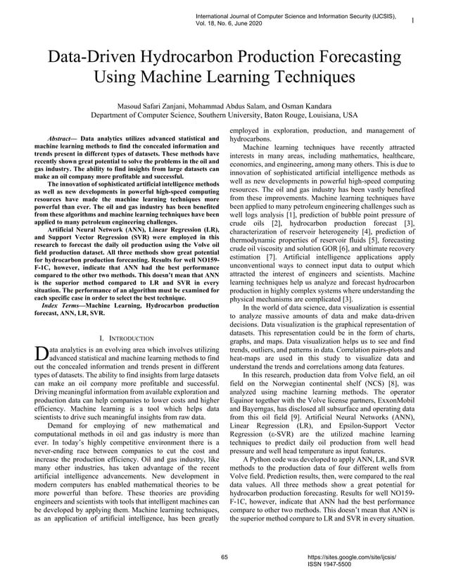 Data-Driven Hydrocarbon Production Forecasting Using Machine Learning Techniques | PDF ...