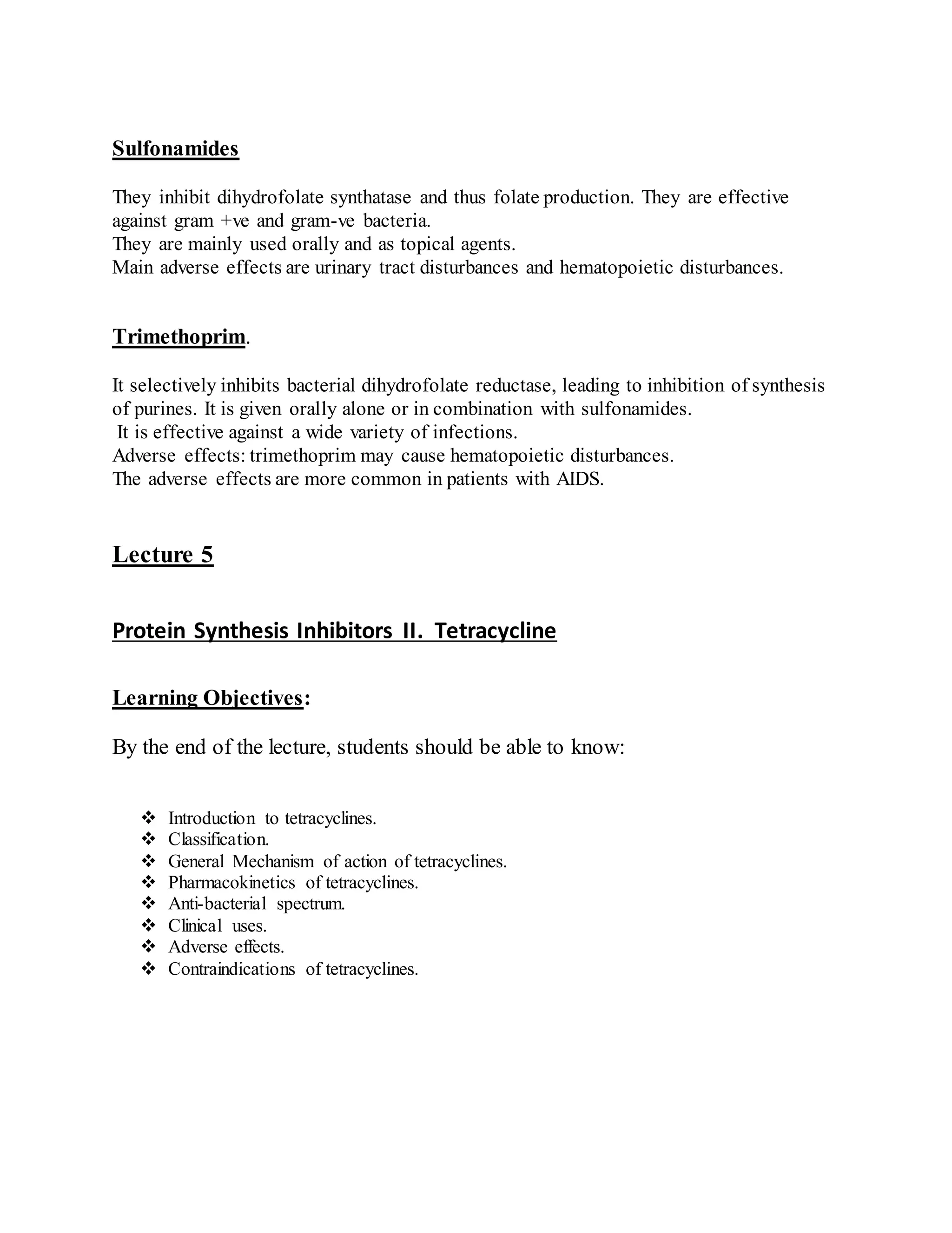 pharmacology lecture outlines week 05 blood module | DOCX