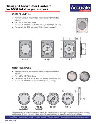 Pocket door sets for pre-bored doors (ANSI 161 door preparations) | PDF