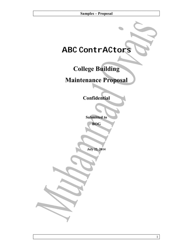 07 practical writing sample - building maintenance proposal | PDF ...