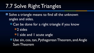Right Triangle Trigonometry (SOHCAHTOA) 1 | PPTX
