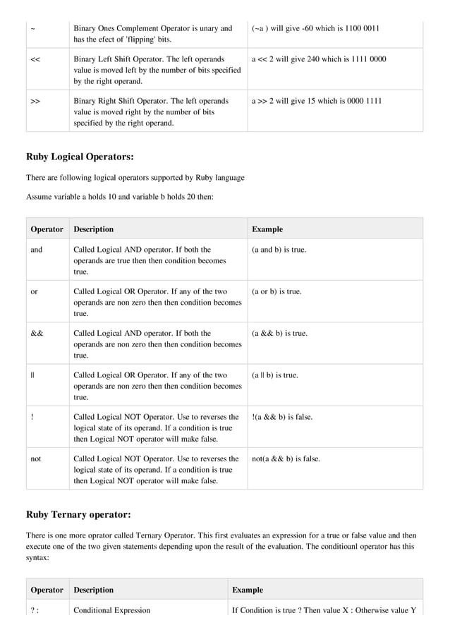 07 ruby operators | PDF