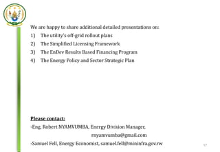 Kigali | Sep-15 | Republic of Rwanda Off-grid rural electrification | PDF