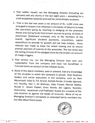 Satyam - The Letter that Ramalinga Raju wrote, reveals shocking details ...