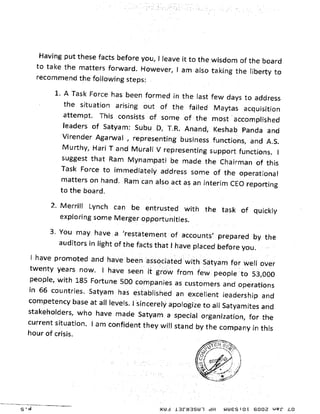 Satyam - The Letter that Ramalinga Raju wrote, reveals shocking details ...