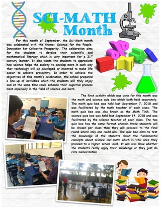 G10 Sci-Math Month (Life Skills) | PDF