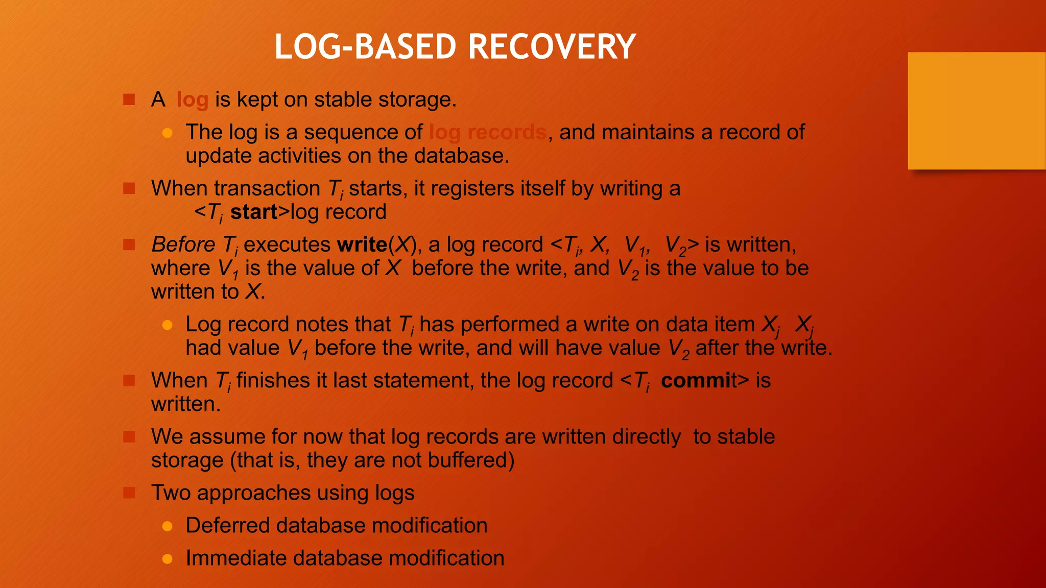 Recovery & Atom city & Log based Recovery | PPTX