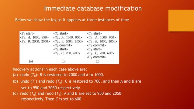 Recovery & Atom city & Log based Recovery | PPTX | Databases | Computer Software and Applications