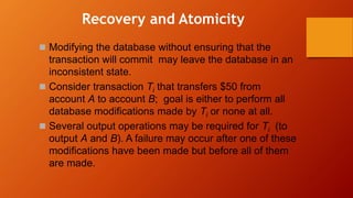 Recovery & Atom city & Log based Recovery | PPTX