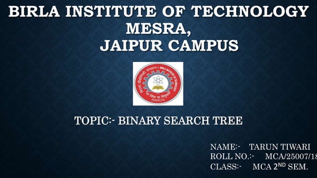 Binary Search Tree in Data Structure | PPT