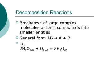 Basic Reactions in intro to Chemistry 11th | PPT