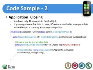 07 wp7 application lifecycle | PPT
