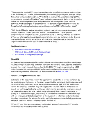 PTC Completes Acquisition of Axeda | DOCX