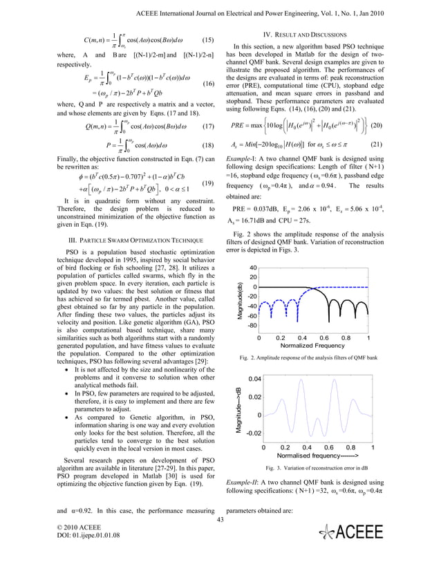 Design Of Quadrature Mirror Filter Bank Using Particle Swarm Optimization Pso Pdf