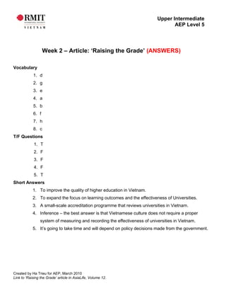 08. education raising the grade worksheet (ha) | PDF