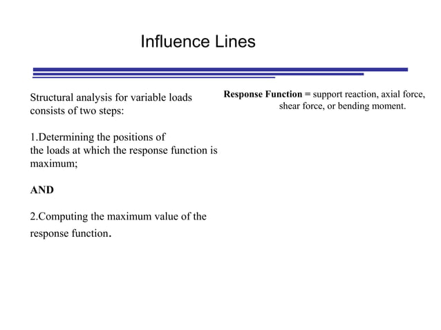 Influence line for indeterminate structures | PPT