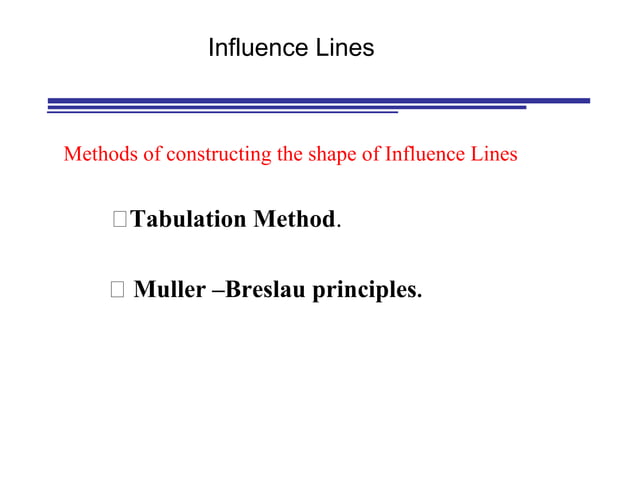 Influence line for indeterminate structures | PPT