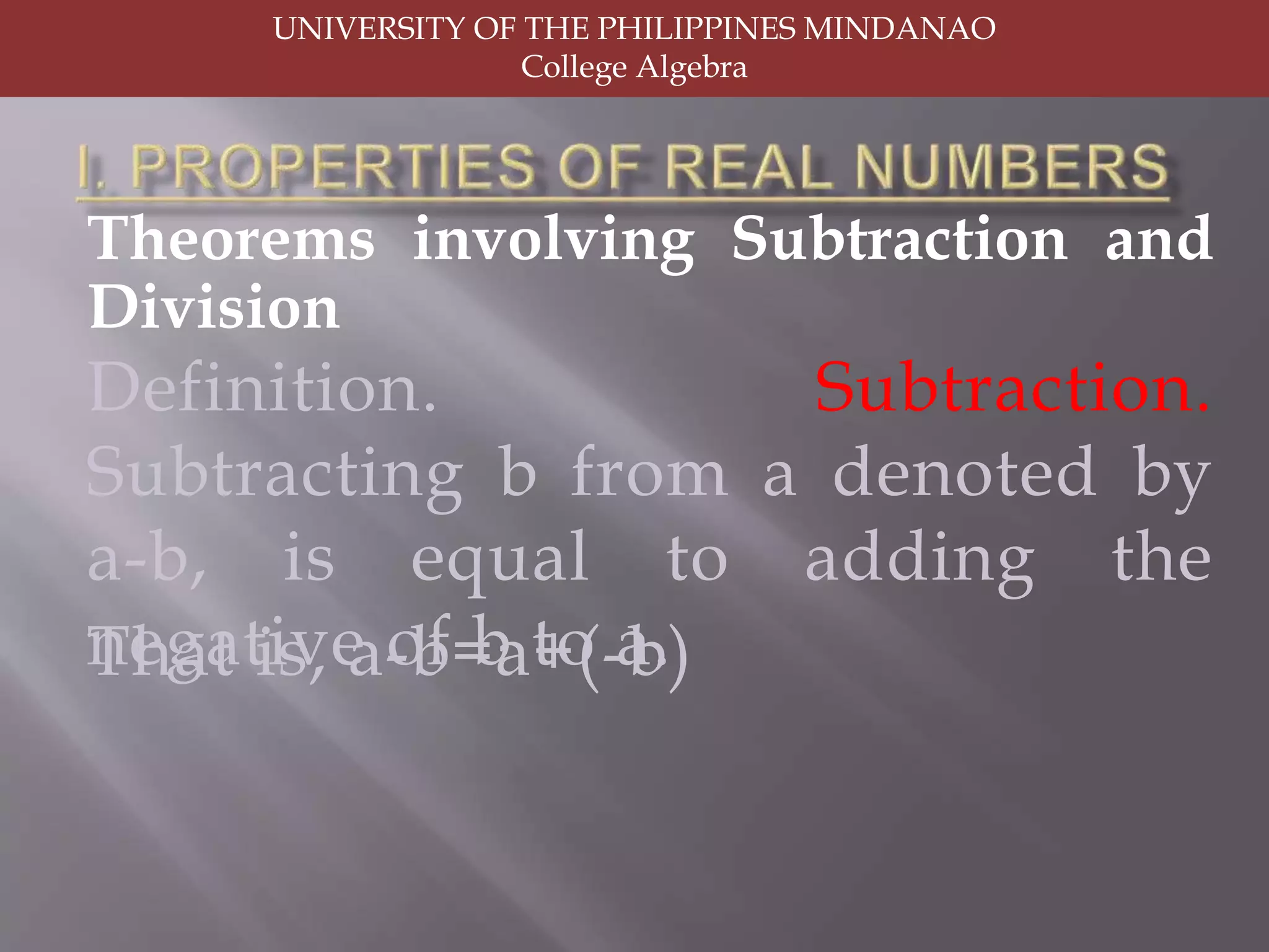 08. theorems involving real numbers | PPT