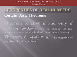 08. theorems involving real numbers | PPT