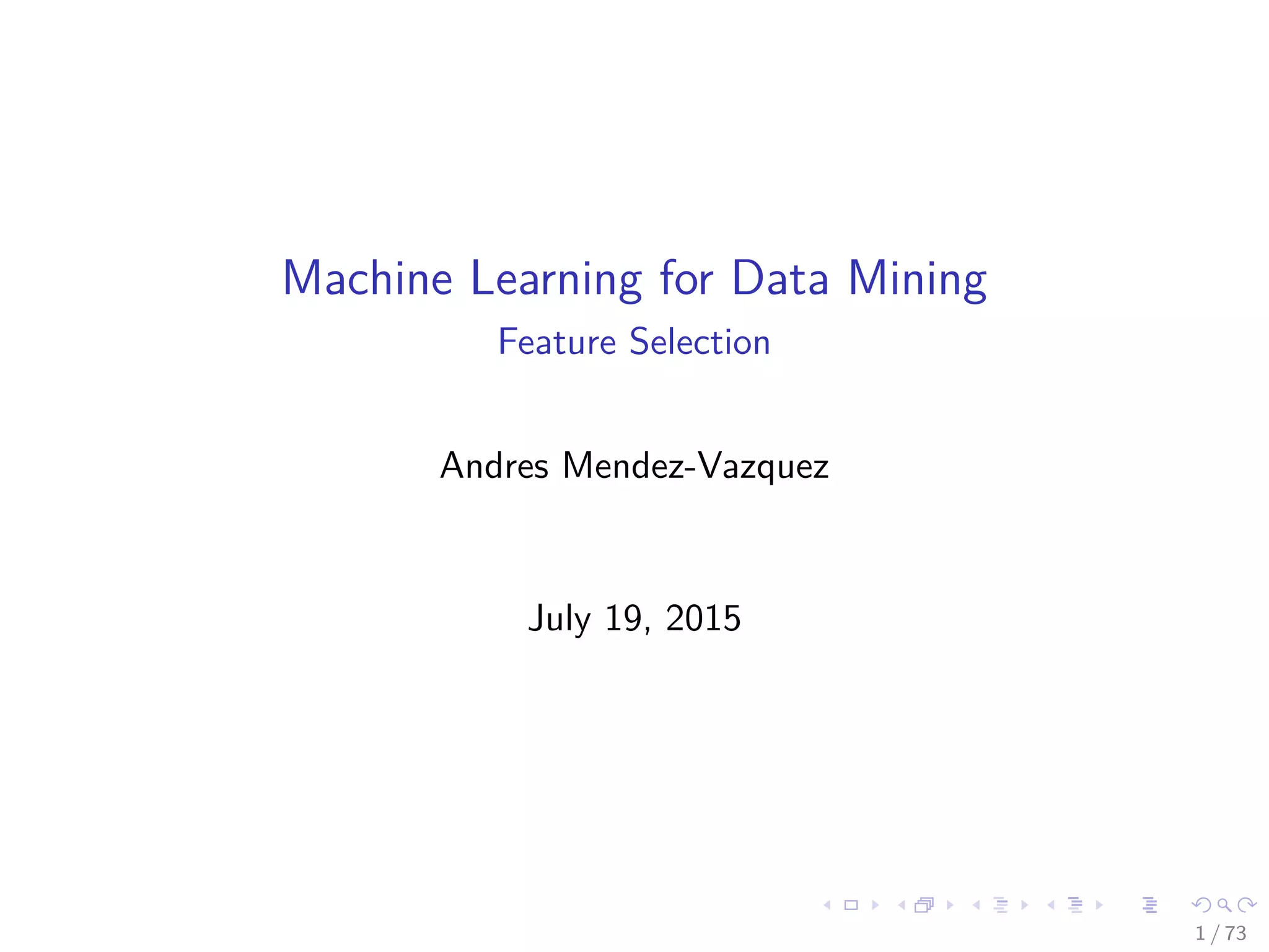 22 Machine Learning Feature Selection | PPT