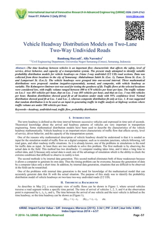 Vehicle Headway Distribution Models on Two-Lane Two-Way Undivided Roads ...