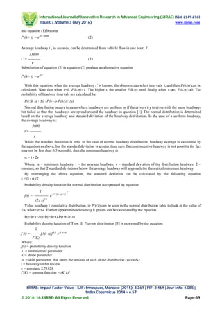 Vehicle Headway Distribution Models on Two-Lane Two-Way Undivided Roads ...