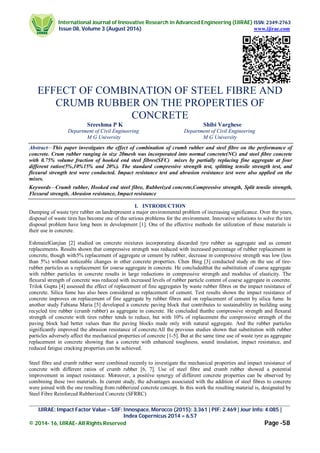 EFFECT OF COMBINATION OF STEEL FIBRE AND CRUMB RUBBER ON THE PROPERTIES OF CONCRETE | PDF ...